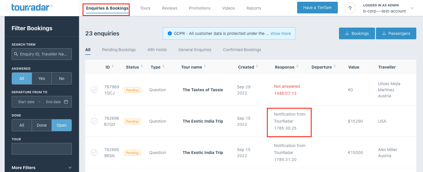 How to Use Operator and Tourradar 2-Way Communication?